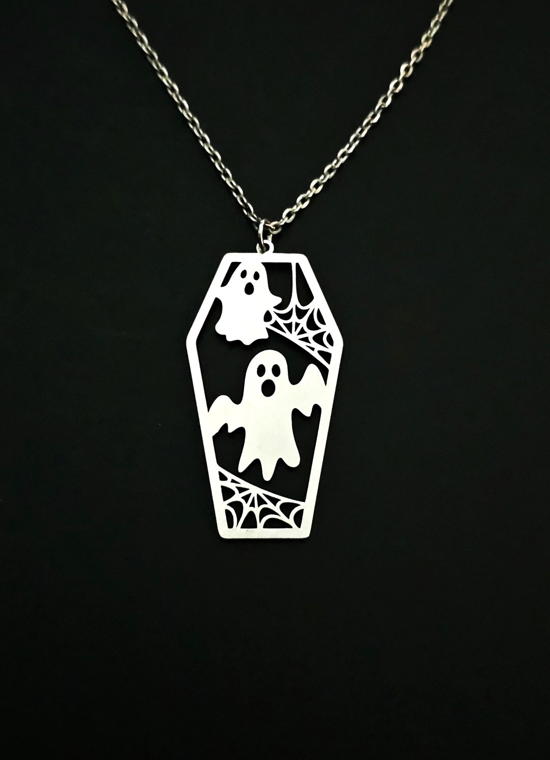 Ghost Necklace Spooky Ghost Halloween Necklace Stainless - Etsy
