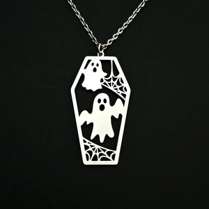Ghost Necklace Spooky Ghost Halloween Necklace Stainless - Etsy