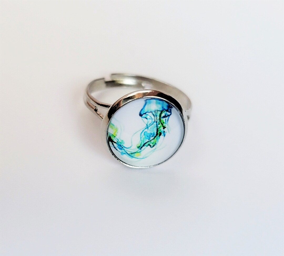 Jellyfish Ring, Cute Blue Jellyfish Ring, Jelly Fish Jewelry, Ocean ...