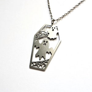 Ghost Necklace Spooky Ghost Halloween Necklace Stainless - Etsy