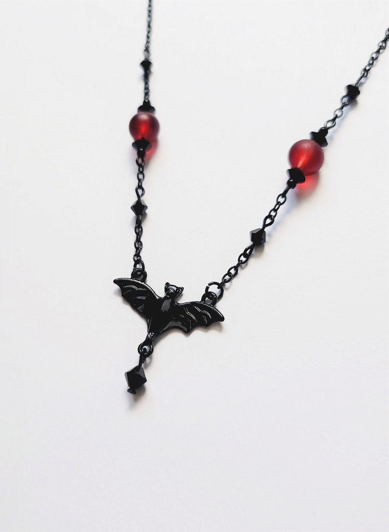 Bat Necklace Black Bat Gothic Necklace Halloween Jewelry - Etsy