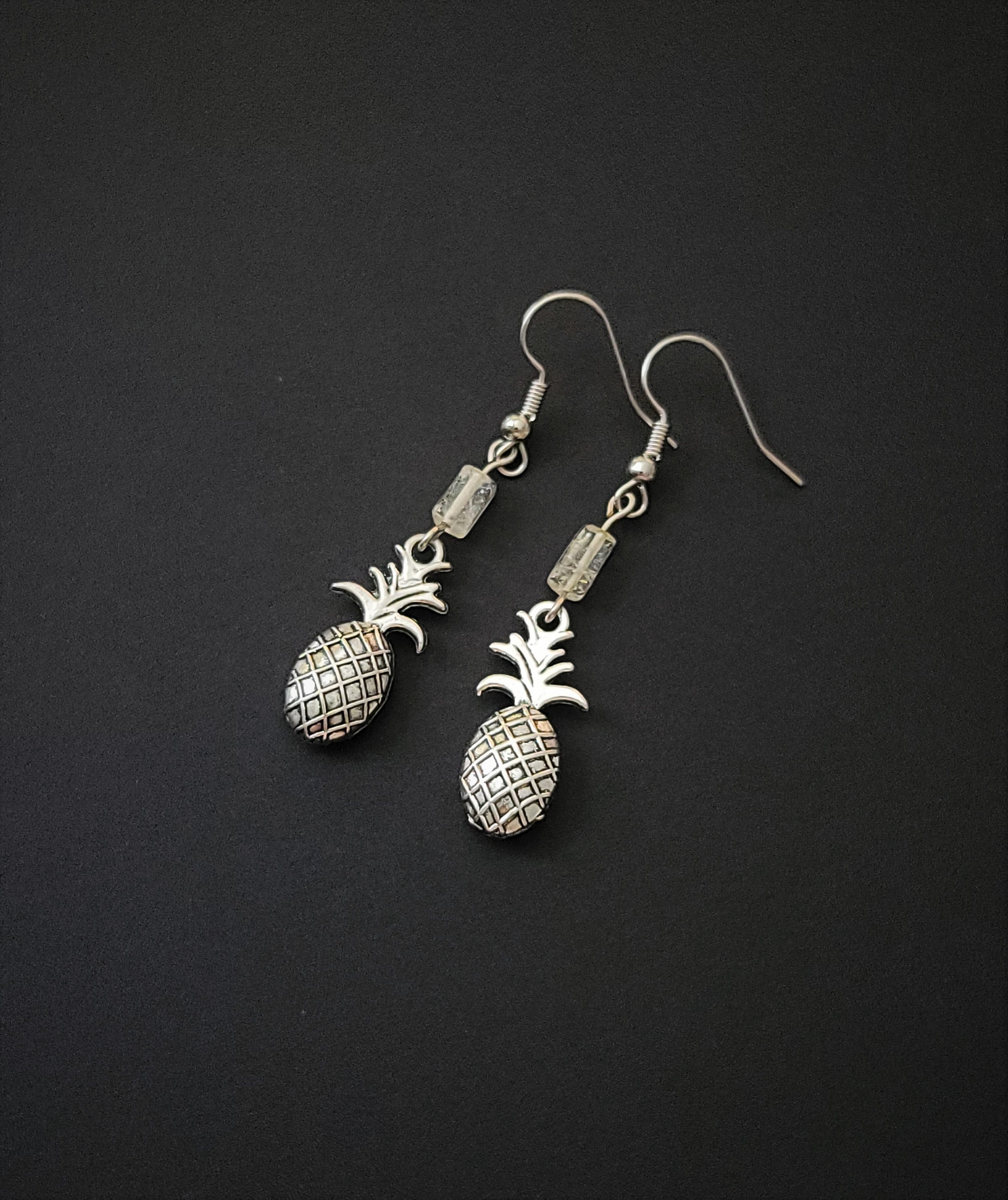 Diamond Pineapple Earrings Solid 18K Gold Diamond Tropical