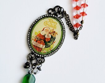 Christmas Santa Necklace - Etsy