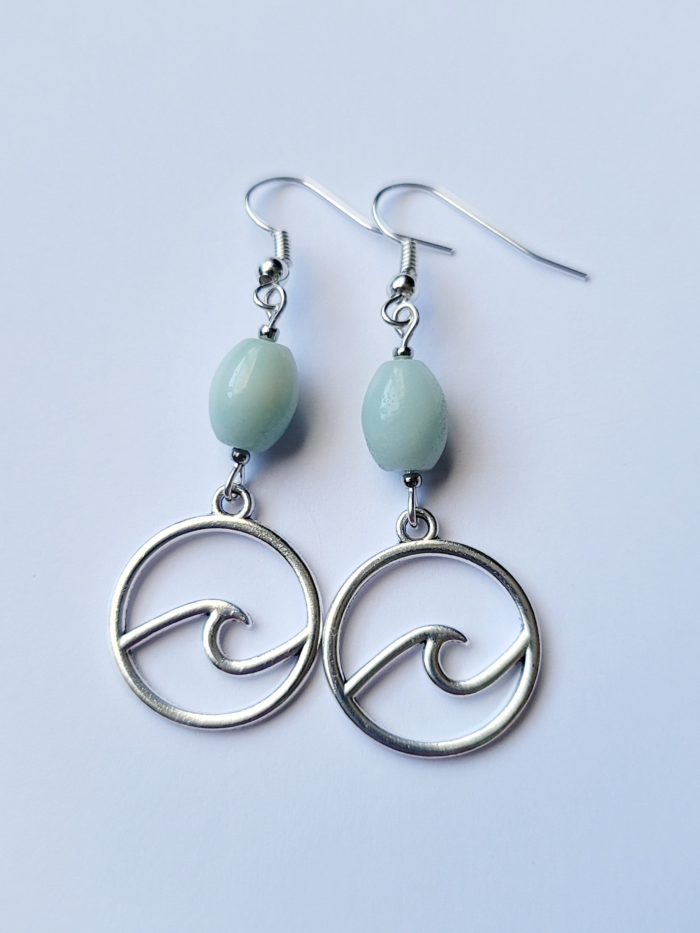 Ocean Wave Earrings Silver Wave Charms Ocean Earrings Beach | Etsy