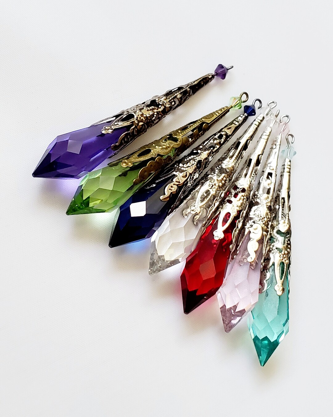 Victorian Crystal Necklace, Elegant Crystal Point Pendant, Stunning ...