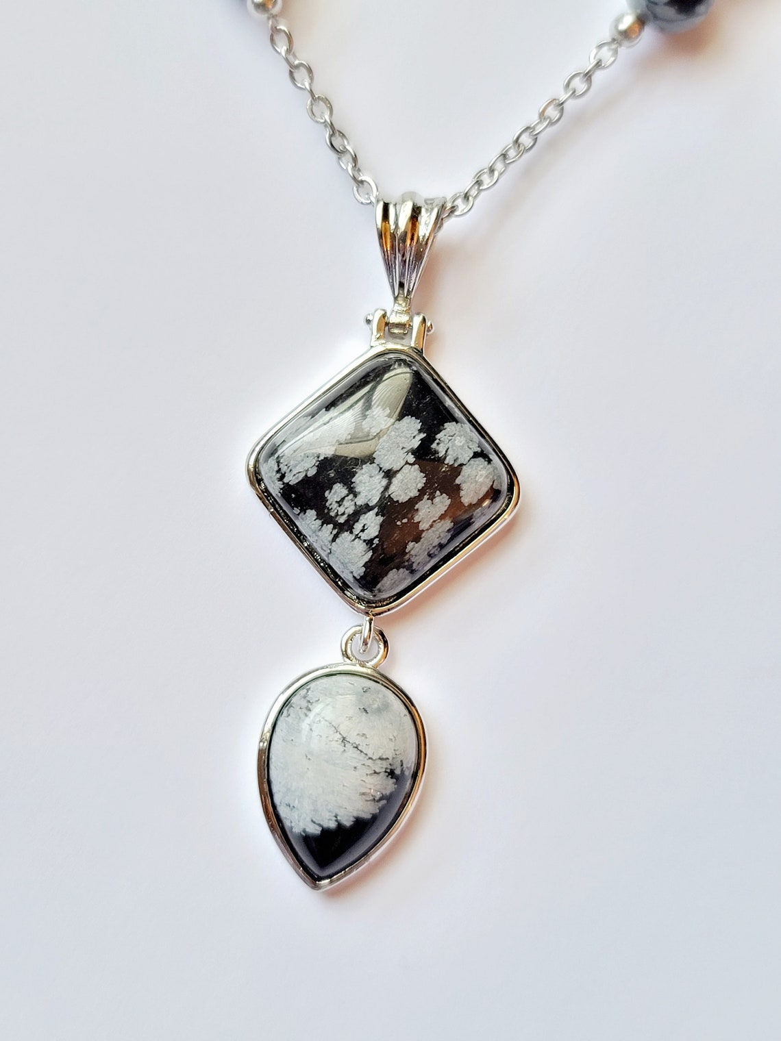 Snowflake Jasper Necklace Snowflake Jasper Jewelry Set - Etsy