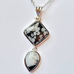 Snowflake Jasper Necklace, Snowflake Jasper Jewelry Set, Natural Black ...