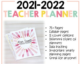 2020-2021 Teacher Planner Editable Pink and Black School | Etsy