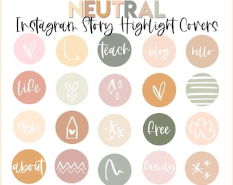 Instagram Story Highlight Covers | Neutral Boho Chic - Etsy
