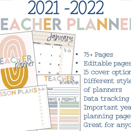 2021-2022 Boho Chic Teacher Planner Teacher Binder | Etsy