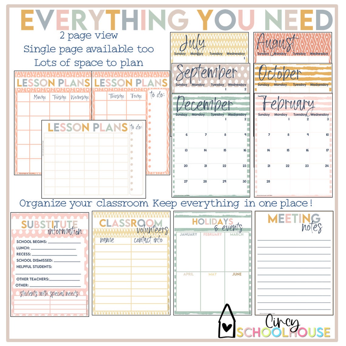 2020-2021 Boho Chic Teacher Planner | Editable | Neutral Teacher Binder ...
