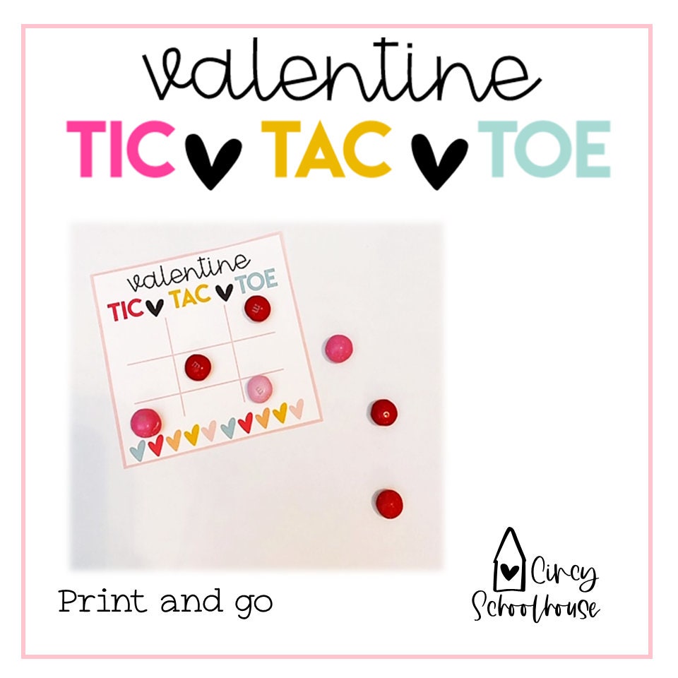 Tic- Tac- Toe Valentines for Kids | Valentine Day Cards - Etsy