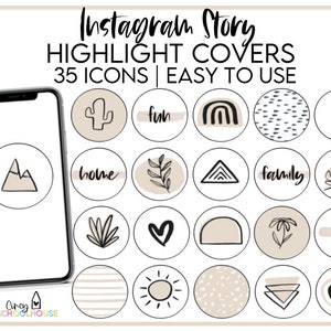 Instagram Story Highlight Covers | Neutral Boho Chic - Etsy