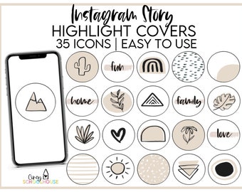 Instagram Story Highlight Covers Neutral Boho Chic - Etsy