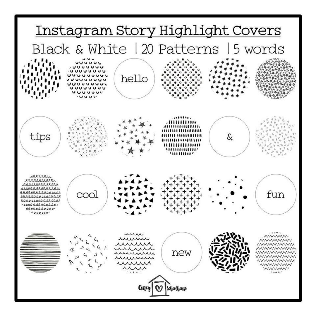Instagram Story Highlight Covers | Black and White - Etsy