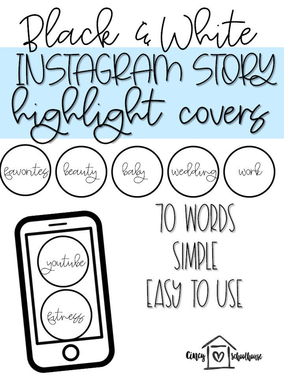 Instagram Story Highlight Covers | Black and White | Clean and Simple ...