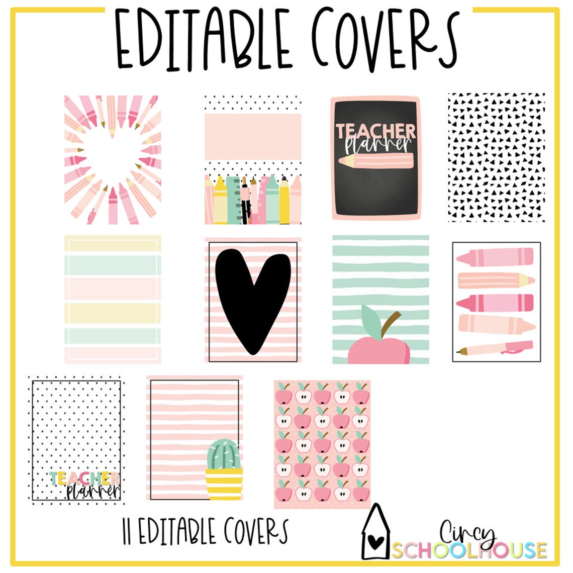 2022-2023 Teacher Planner | Editable | Pink and Black School Supplies ...