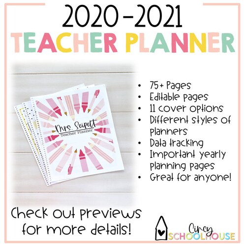 2020-2021 Teacher Planner Editable Pink and Black School - Etsy