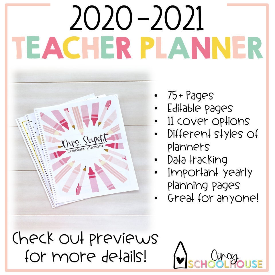 2020-2021 Teacher Planner Editable Pink and Black School - Etsy