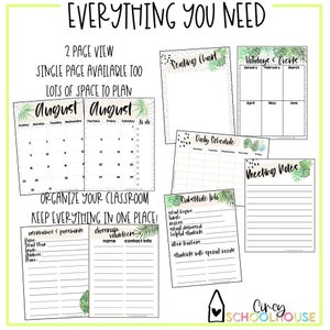 2021-2022 Tropical Teacher Planner | Editable | Lesson Plans - Etsy
