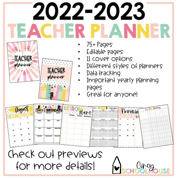 2022-2023 Teacher Planner Editable Pink and Black School - Etsy