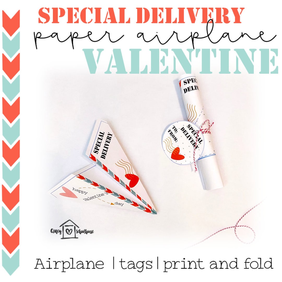 Kids Paper Airplane Valentine | Valentine's Day Card for Kids | Paper ...