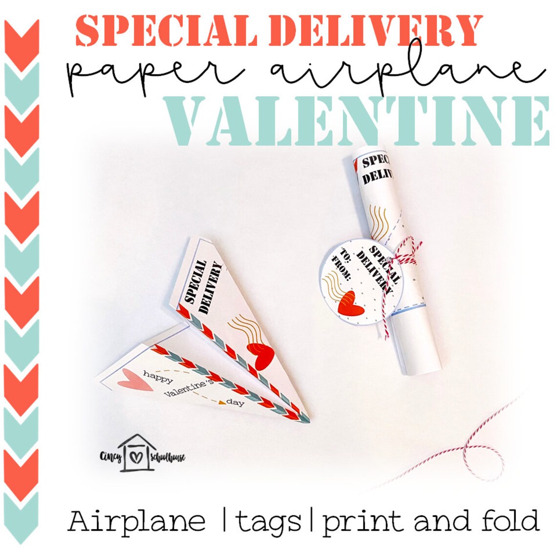 Kids Paper Airplane Valentine | Valentine's Day Card for Kids | Paper ...