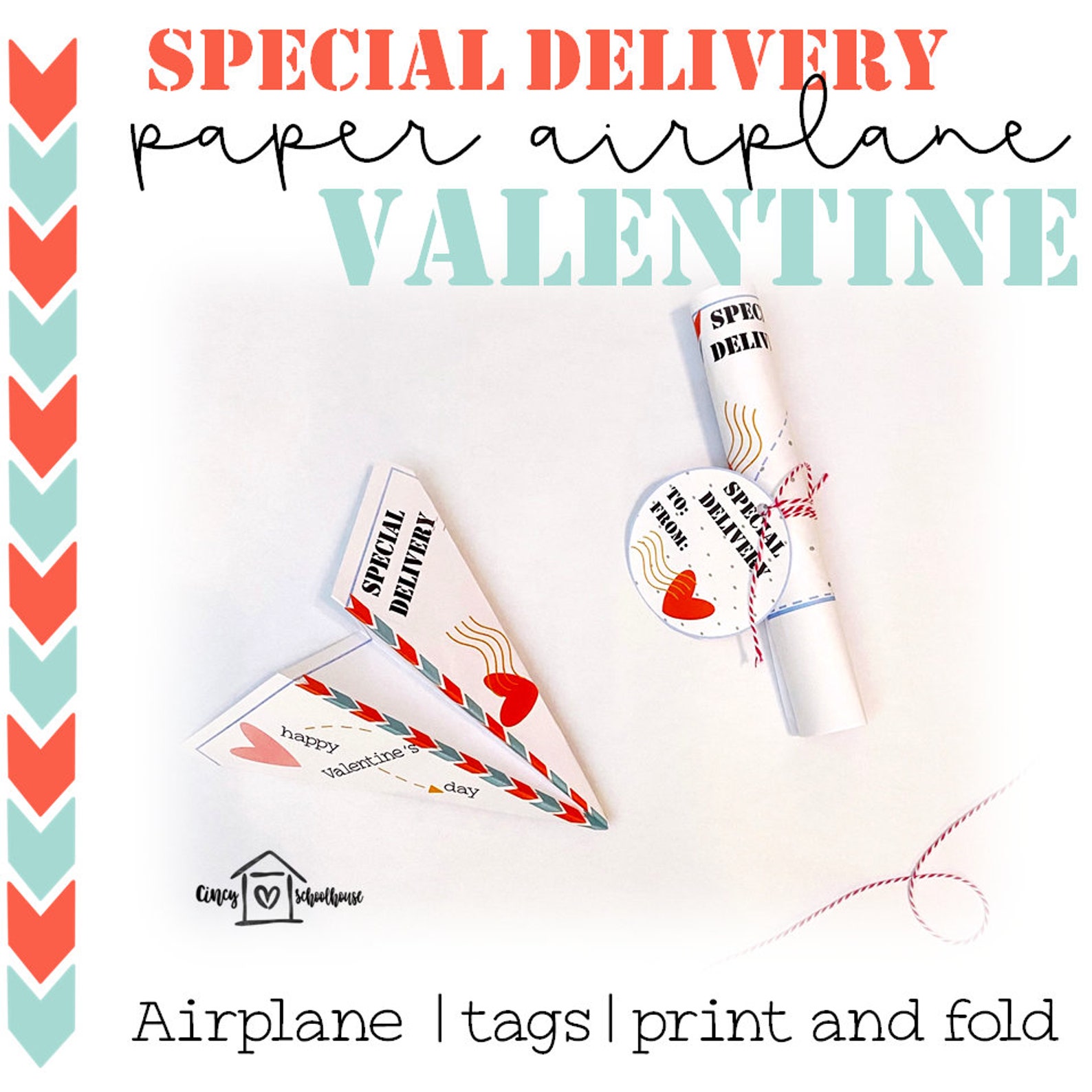 Kids Paper Airplane Valentine | Valentine's Day Card for Kids | Paper ...