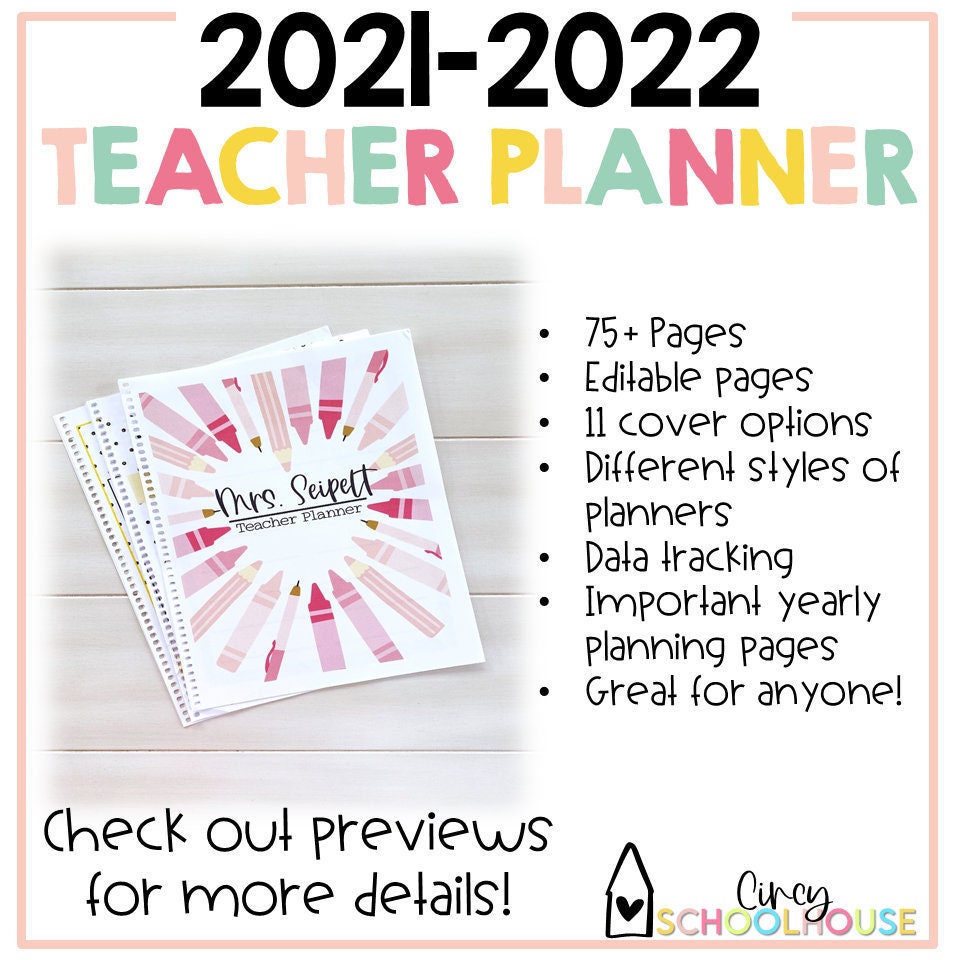 Paper Calendars & Planners 2021-2022 Teacher Planner Editable Pink and ...