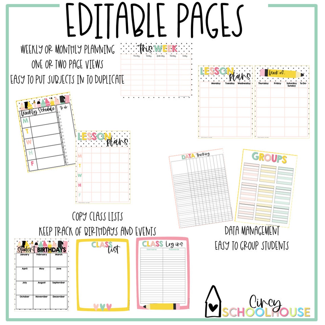 2022-2023 Teacher Planner | Editable | Pink and Black School Supplies ...