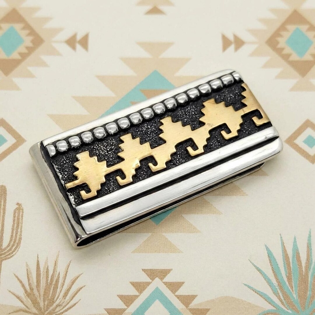 Handcrafted Navajo Sterling Silver Overlay Money Clip - Signed TC ...