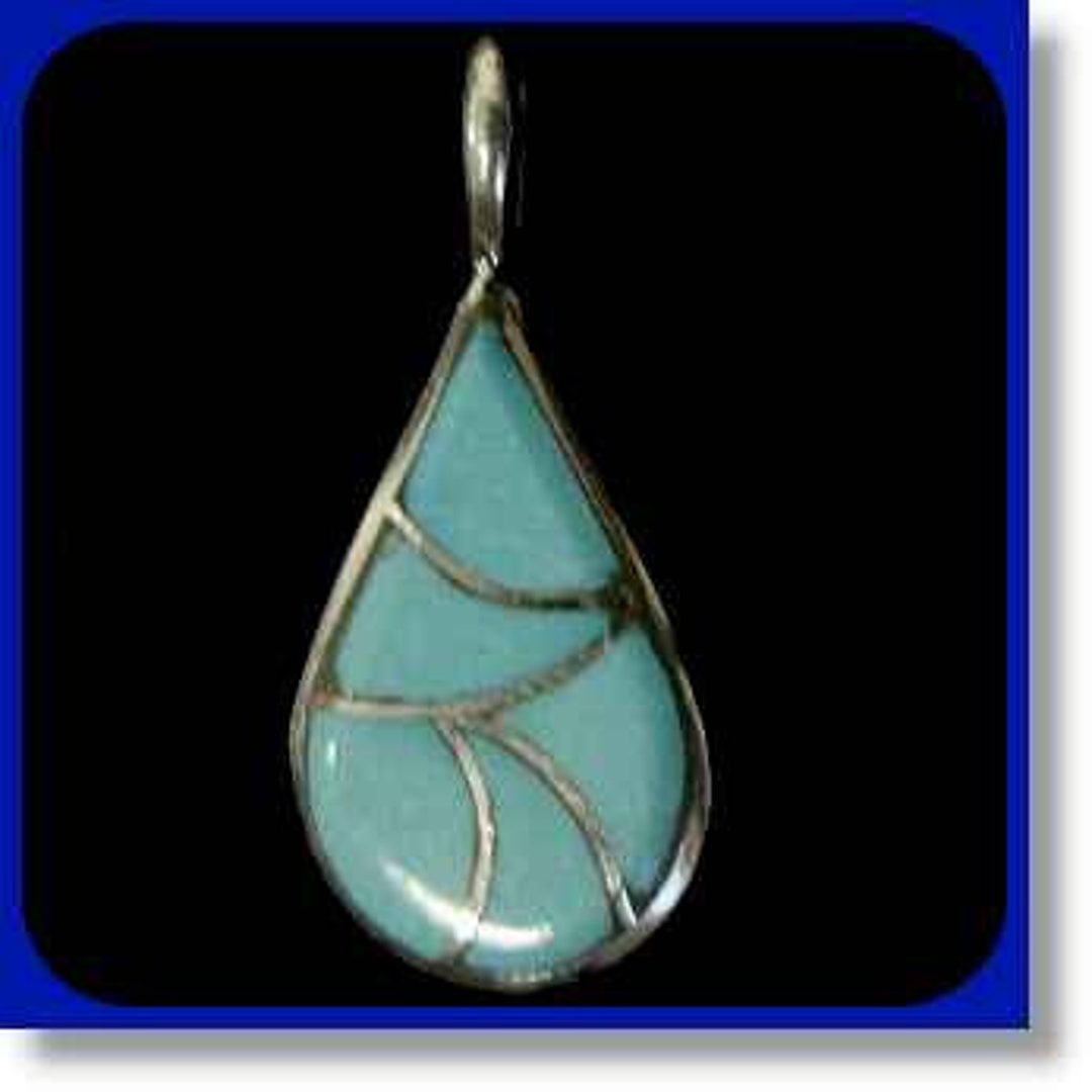 Inlaid Turquoise Pendant - Etsy