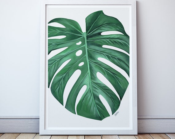 Monstera Tropical Leaf Wall Art Poster | Etsy