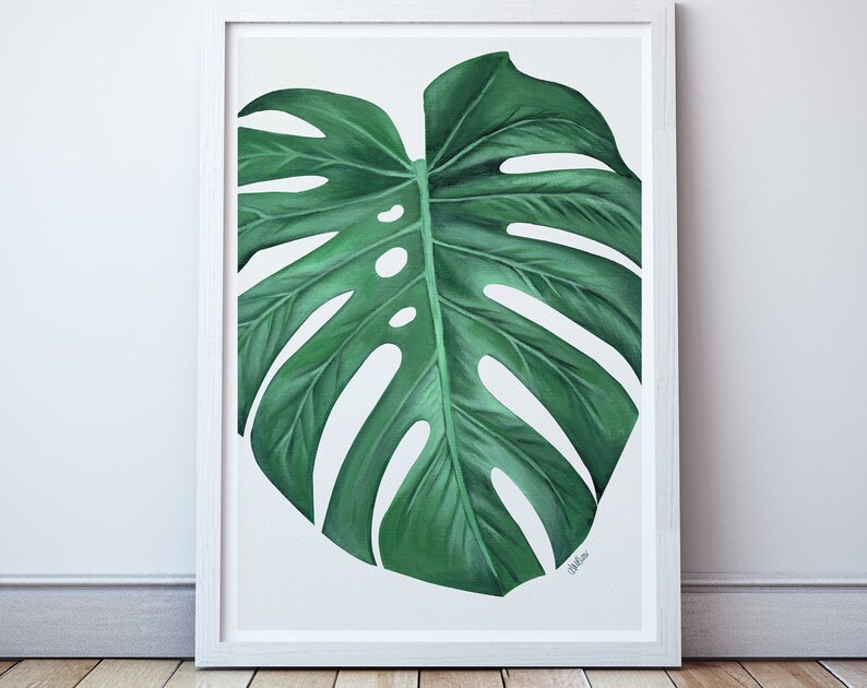 Monstera Tropical Leaf Wall Art Poster Etsy