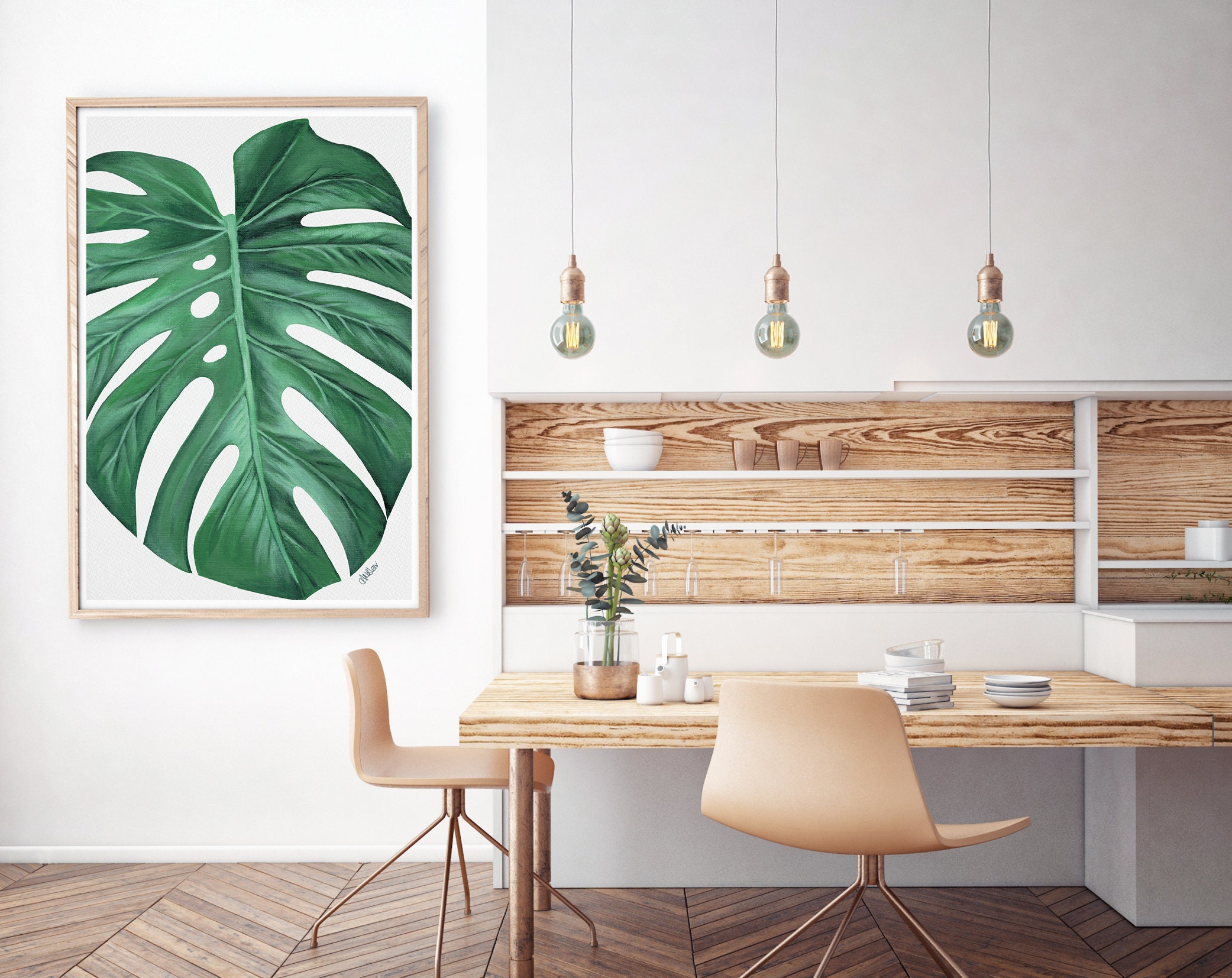 Monstera Tropical Leaf Wall Art Poster - Etsy