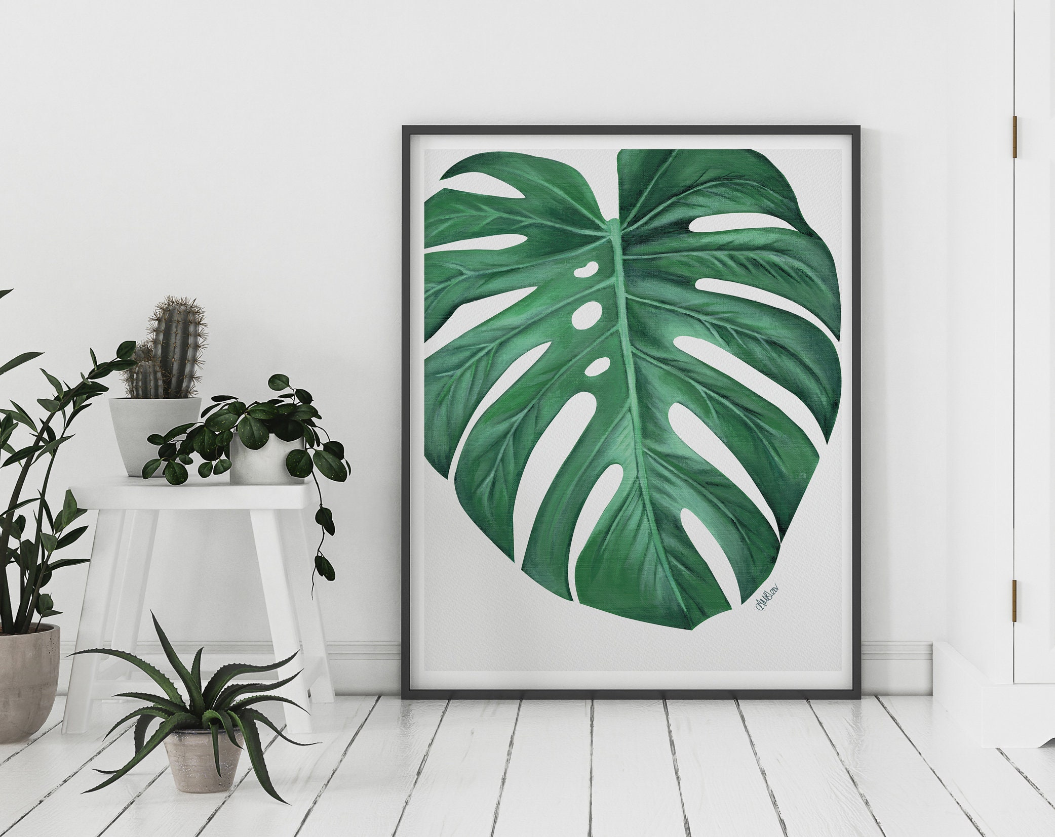 Monstera Tropical Leaf Wall Art Poster - Etsy