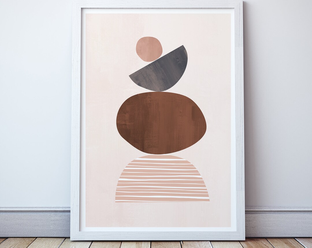 Boho Modern Geometric Balancing Stones Digital Wall Art. - Etsy