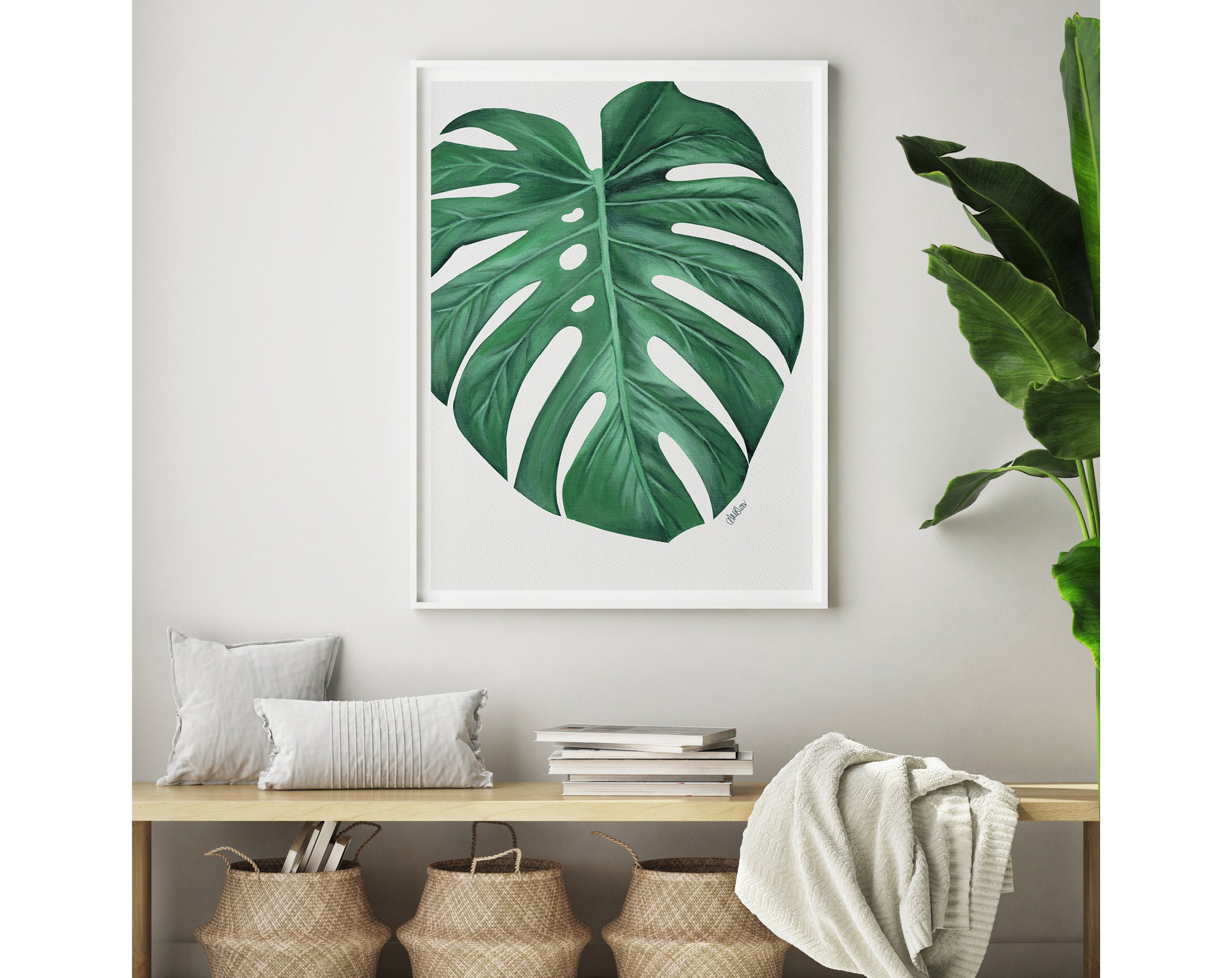 Monstera Tropical Leaf Wall Art Poster - Etsy