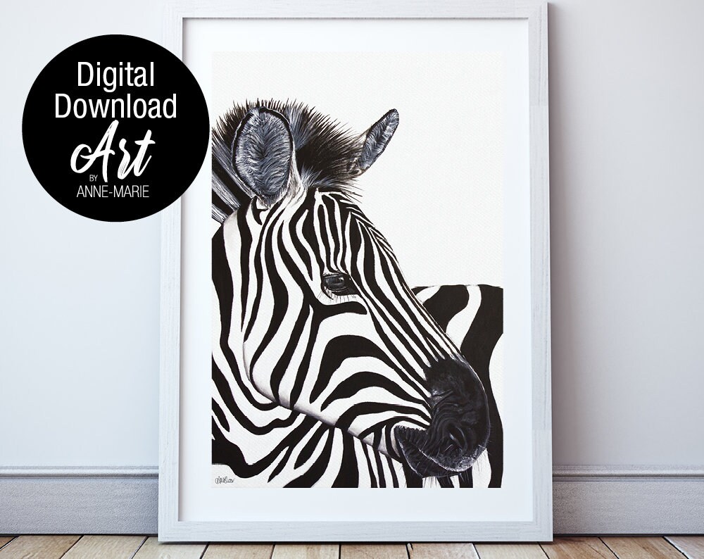 Zebra Art Print. Original Zebra painting by Anne-Marie Bloor. | Etsy