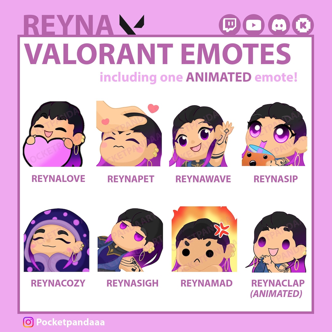 Cute Valorant REYNA Emotes includes One ANIMATED Emote - Etsy