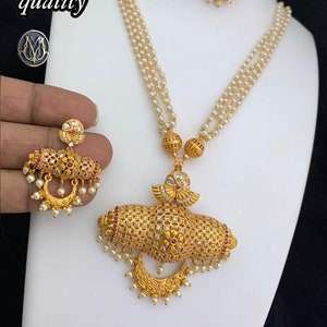 Matte Gold AD Set With Pearls Strings/dull Gold Set With CZ - Etsy