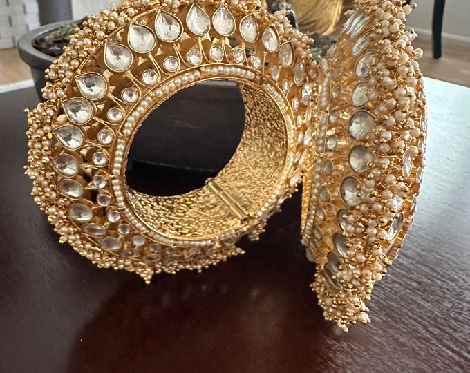Statement Kundan Bangle/sabyasachi Inspired Gold Kundan Kada/openable ...