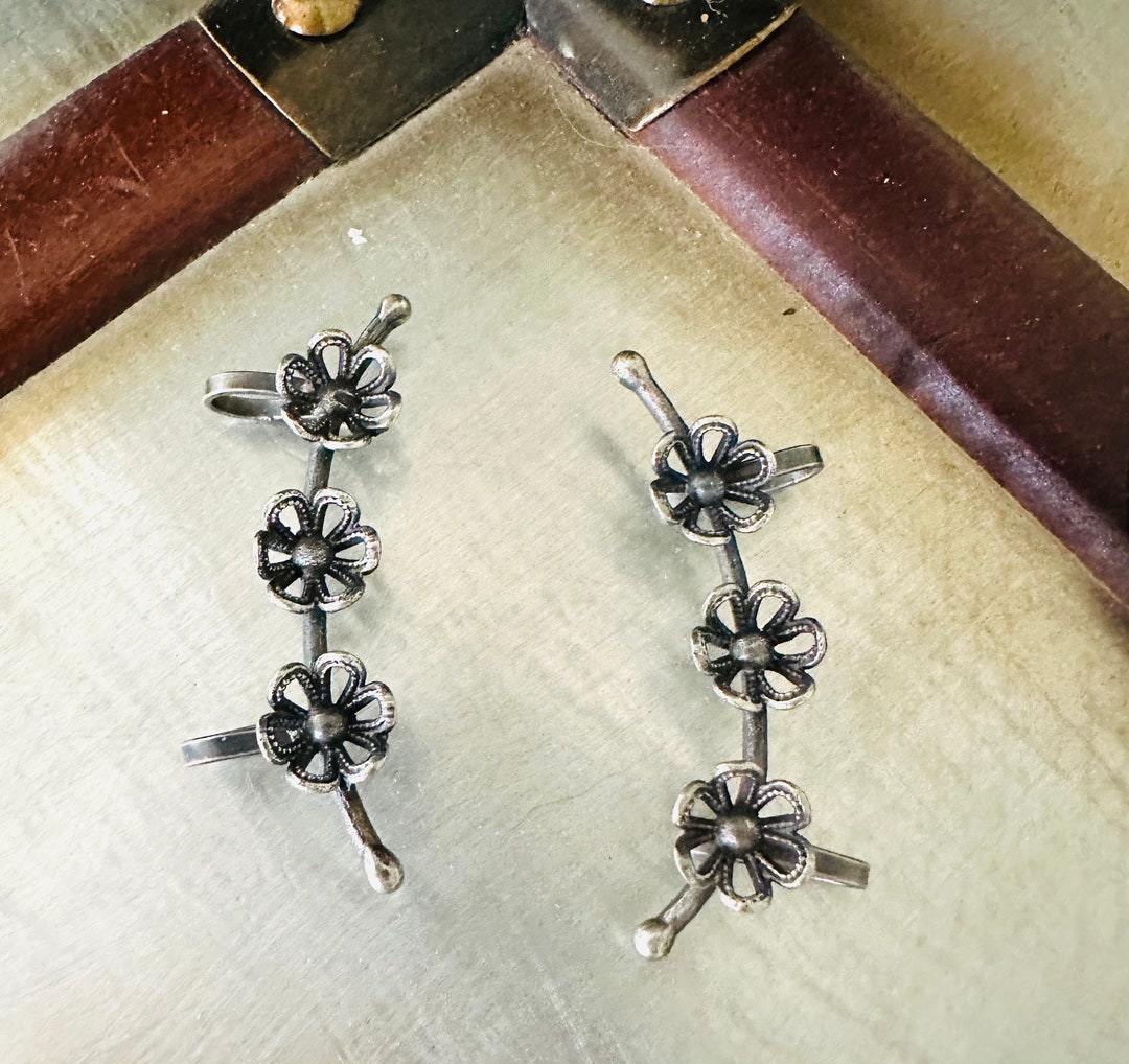 Oxidized Brass Flower Ear Cuff - Boho Bugadi Earrings - Etsy