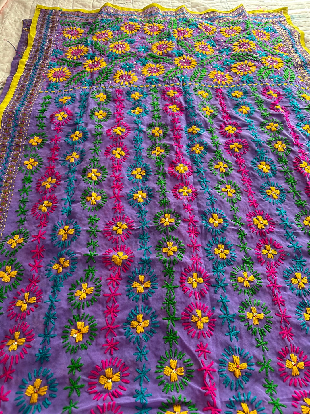 Purple Phulkari Dupatta/hand Embroidered Pink Dupatta/indian Dupatta/indian Scarf - Etsy