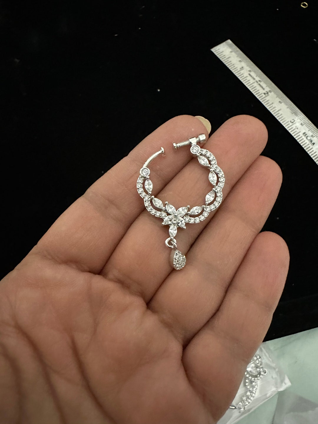 American Diamond Nath/nath for Non Pierced Nose/indian Nosering ...