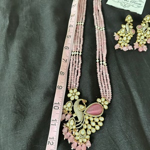 Pink Victorian Style Kundan Mala Set/kundan Pendant Set With Pink Mala ...
