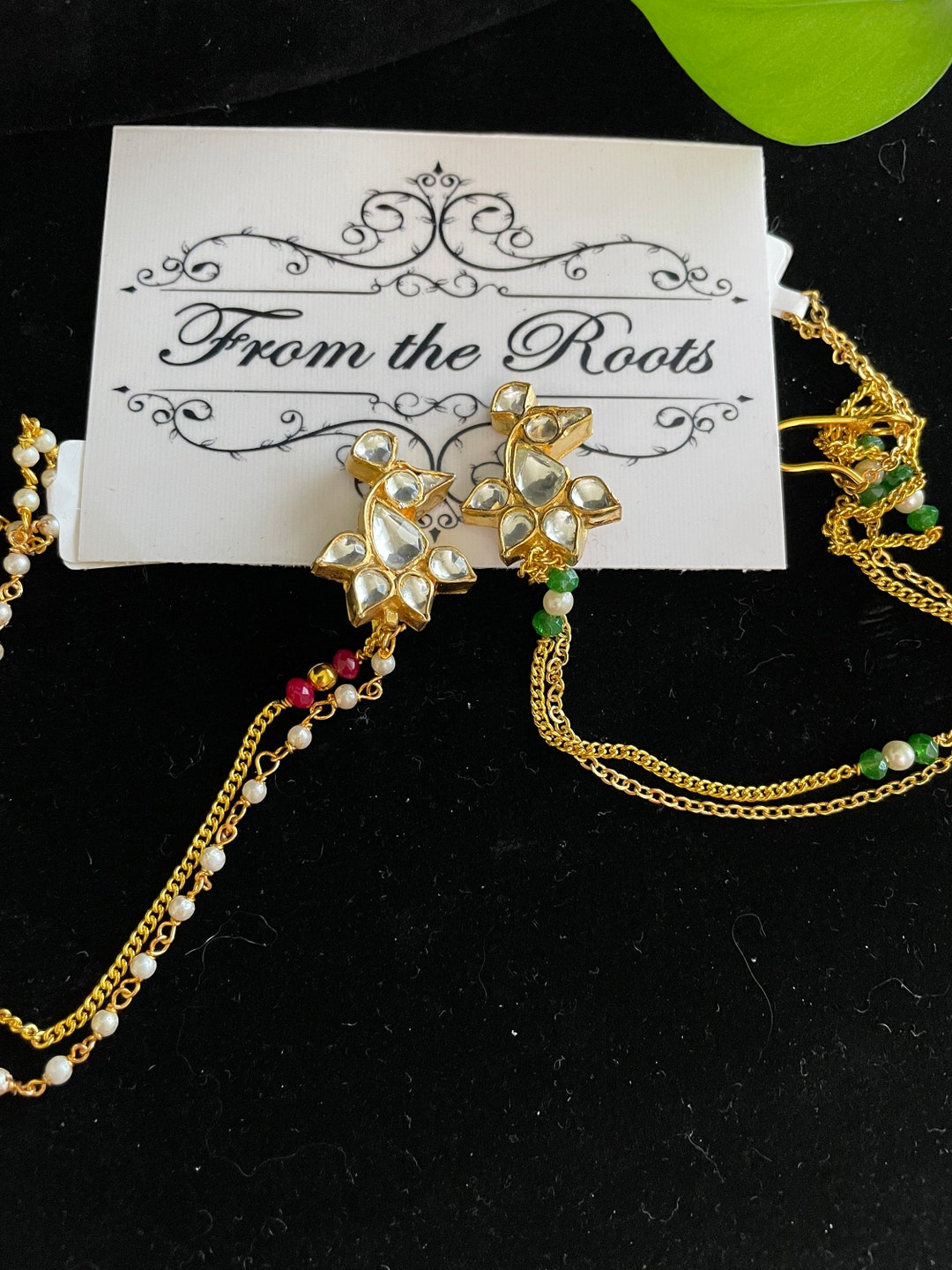 Jadau Nath With Side Chains/peacok Design Nath With Pearls Chain - Etsy