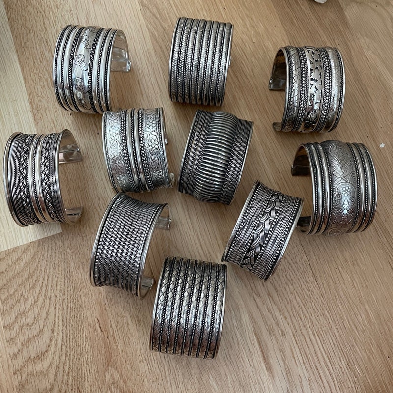 Wide Silver Bangle - Etsy