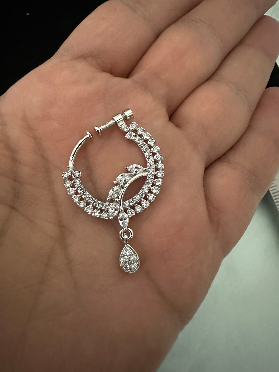 Bridal American Diamond Nath/nath for Non Pierced Nose/indian Nosering ...