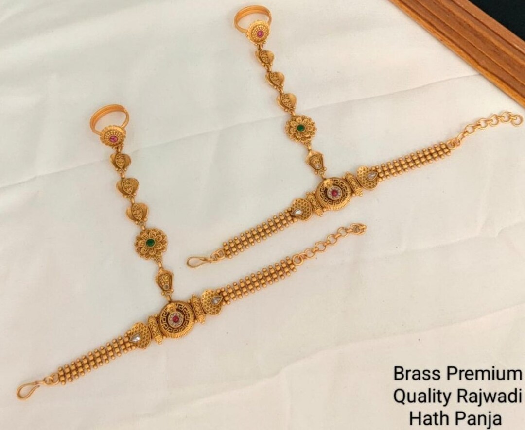 Bridal Gold Hathphool/statement Hand Harness/hathphool/kundan Ring Cum ...